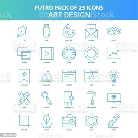 25 녹색 및 파랑 Futuro 아트 디자인 아이콘 팩 0명에 대한 스톡 벡터 아트 및 기타 이미지 0명 규모 그래프