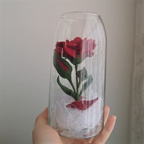 خرید و قیمت گل رز شیشه ای زیبای دیو و دلبر جاویدان مخصوص ولنتاین از