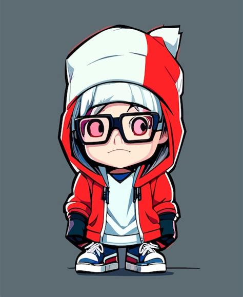 Premium Vector 2d Vector With White Background Beanie White Hair Red