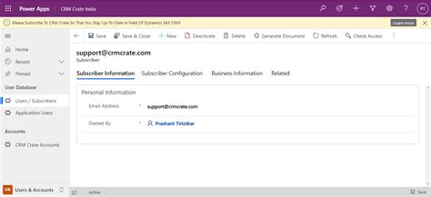 Display A User Notification In The Dynamics 365 Application Crm Crate