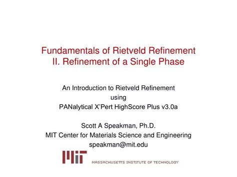 Ppt Fundamentals Of Rietveld Refinement Ii Refinement Of A Single