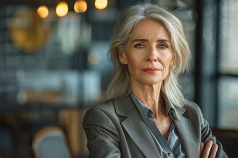 Stylish Mature Woman In Office Senior Business Leader Premium Ai