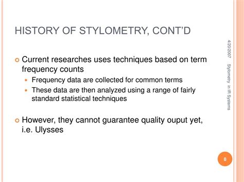 Ppt Stylometry I N I R Systems Powerpoint Presentation Free Download