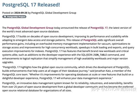 Postgresql 17重磅登场——世界上最成功的数据库 知乎
