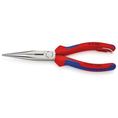 Knipex 26 12 200 T คีมปากแหลม มีคมตัดด้านข้างแข็ง 61 Hrc ด้ามจับหุ้มยางจับกระชับมือและมีห่วง