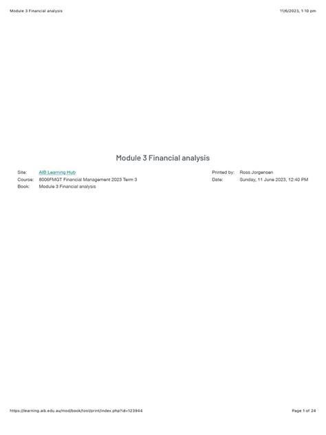 Module 3 Financial Analysis Pdf