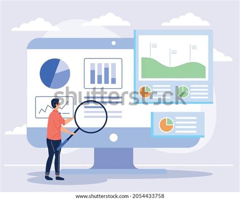Man Data Management Magnifying Glass Stock Vector Royalty Free