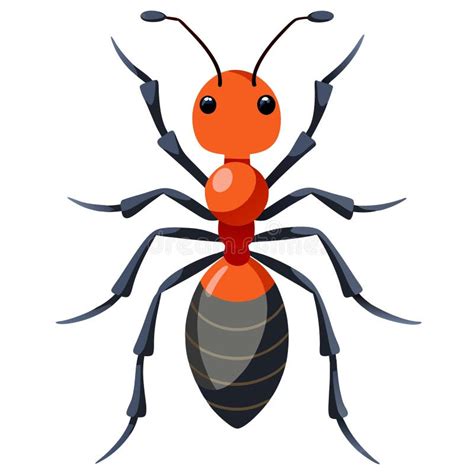A Cartoonish Red Ant With Black Legs And Antennae Stock Illustration