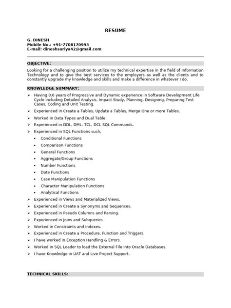 dinesh profile pdf pl sql sql