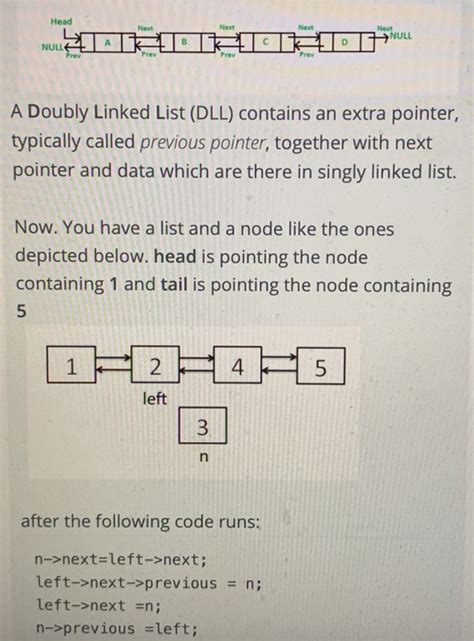 Solved Head Next Next Null Prev A Doubly Linked List Dll