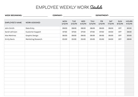 Weekly Work Schedule Printable Free And Customizable Weekly Schedule