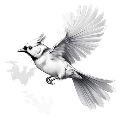 Grayscale Titmouse Flying Profile Image Premium Ai Generated Image