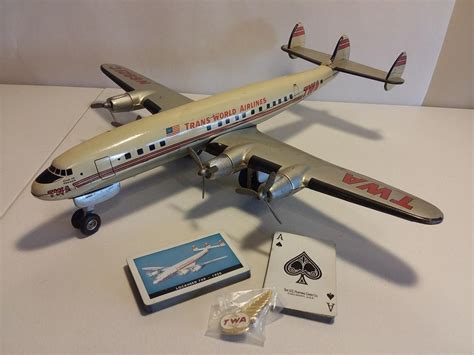 Vintage Arnold Twa Lockheed Constellation Tin Litho Toy Airplane West