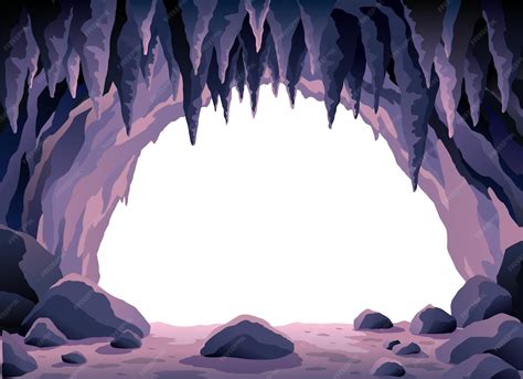 Premium Vector Cave Landscape Stone Cave Entrance With Empty White