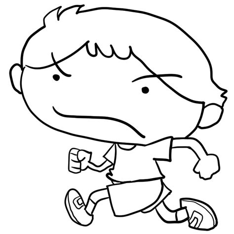 スポーツの秋！運動会！体操服で走る小学生の男の子（塗り絵）｜かわいい無料イラスト素材（商用利用可）