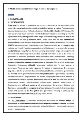 What Is E Governance How It Helps In Nations Development Pdf