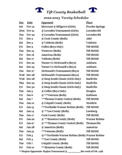 Tift County Calendar