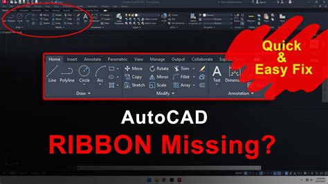 Autocad Ribbon Missing Tabs And Panels Quick And Easy Fix Youtube