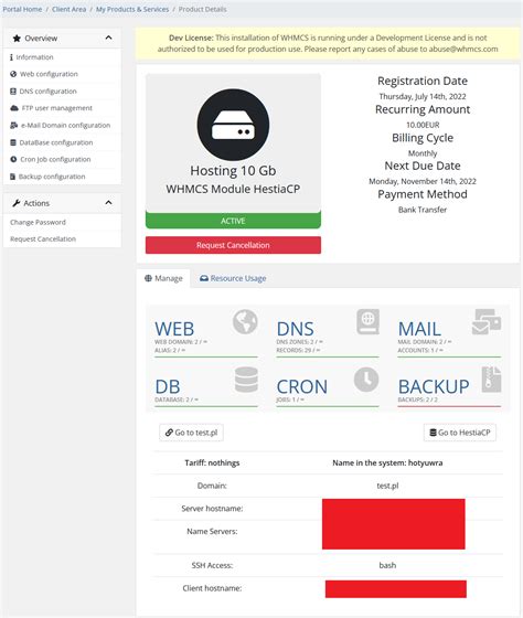 Manage Hestiacp In Whmcs Module Commercial Modules And Addons Whmcs