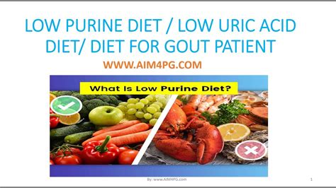 Low Purine Diet Low Uric Acid Diet Diet For Gout Patient Aim4pg Youtube