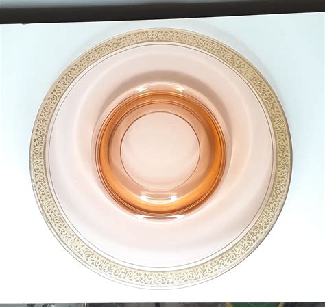 Vintage Tiffin Pink Depression Gold Trim Dinner Plate C1930sglass