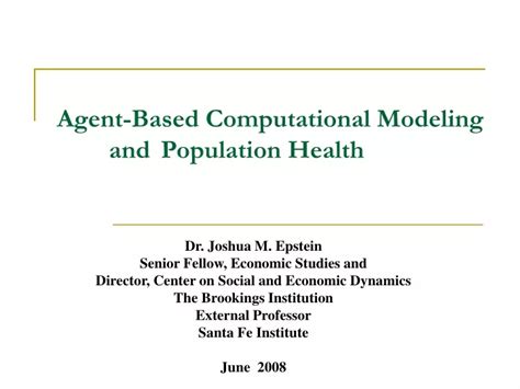 Ppt Agent Based Computational Modeling And Population Health Powerpoint Presentation Id9276742
