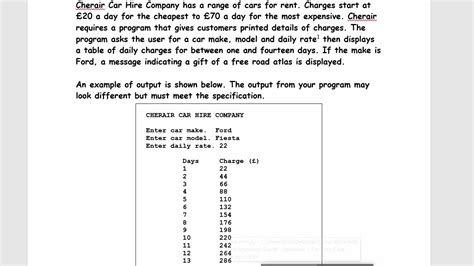 N45 Computing Science Python Programming Car Hire Youtube