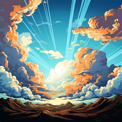 Premium Photo Comic Sunbeam Background Vector Illustration Ai Image