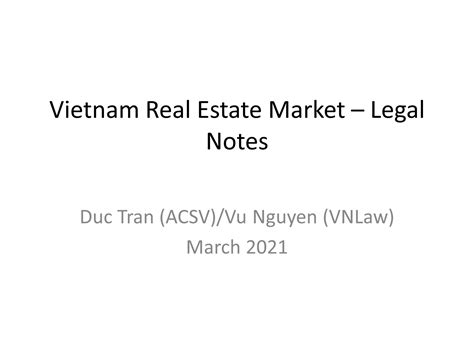 Vietnam Real Estate Market Legal Notes — Vietnam Business Law