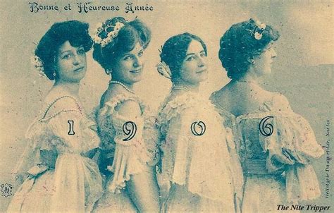 Happy New Year 1906 An Old French Postcard Depicting Four Lovely
