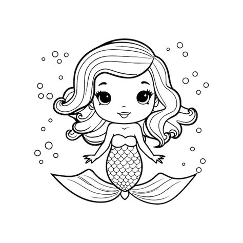 Premium Vector Premium Vector Hand Drawn Cute Mermaid Line Art Set