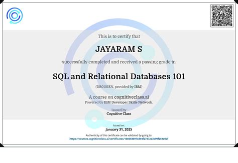 Ibm Db0101en Certificate Cognitiveclass