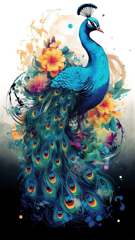 Image Of Colorful Peacocks Are Very Beautiful Birds Stock Illustration