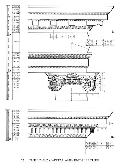 Ionic Capital And Entablature Architectural Details