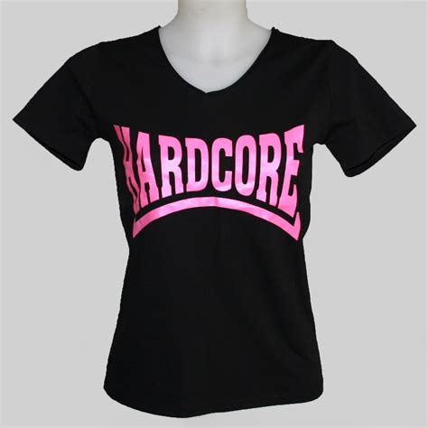 Hardcore Lady V Neck Shortsleeve T Shirt With A Pink Print Hclavnssp