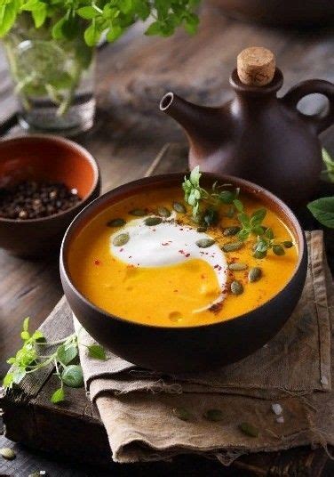 Тыквенный суп пюре с имбирем и курицей Пошаговый рецепт с фото Рецепт Фотография еды Крем