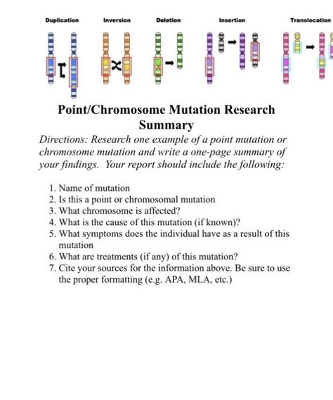 Solved Point Chromosome Mutation Research Summary