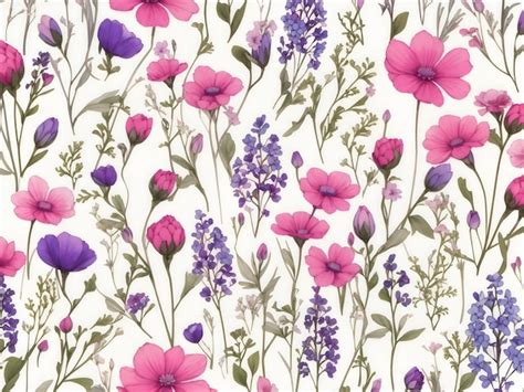 Premium Psd Pink Blue And Purple Wildflower Patterns Aigenerated