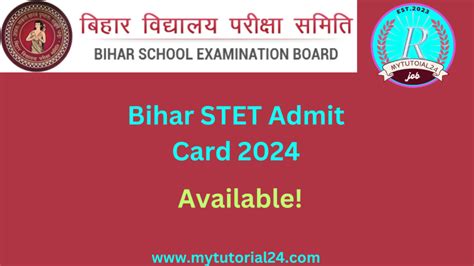 Bihar Stet Admit Card 2024 Paper I And Ii Exam Date And Pattern