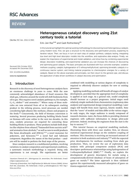 Pdf Cheminform Abstract Heterogeneous Catalyst Discovery Using 21st Century Tools A Tutorial