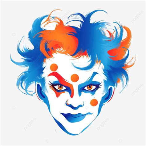 Clown Face Orange Blue Hair Outline Clown Face Halloween PNG Transparent Image And Clipart