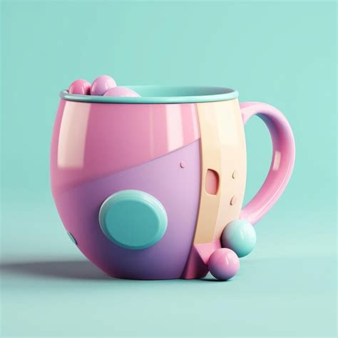 Premium Ai Image A Pink And Purple Mug With A Pink Handle And A Blue
