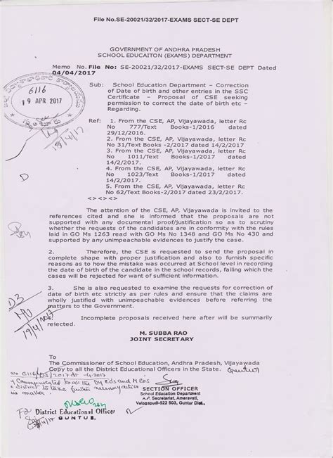 Correction Of Date Of Birth And Other Entries In SSC Certificate Instructions GSR FOR AP TEACHERS