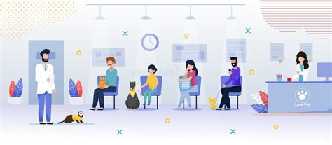 Cl nica Veterin ria Veterinário Da Volta Vetor Liso Ilustração do Vetor