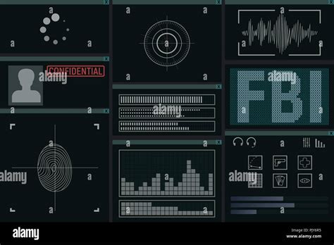 Software For The Fbi Monitor Vector Illustration Detective