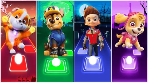 Rubble 🆚 Chase 🆚 Ryder 🆚 Skye ⭐️ Paw Patrol The Mighty Movie Tiles