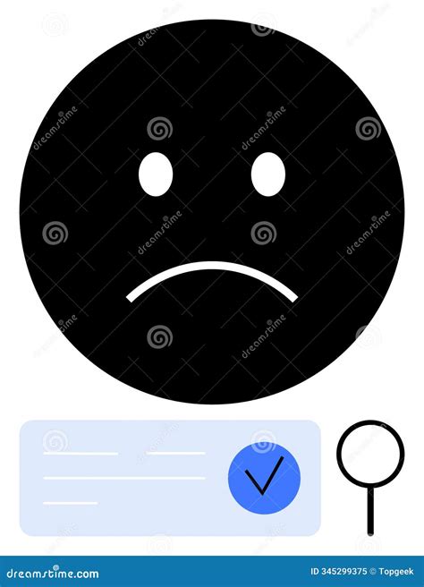 Sad Face With Document And Magnifying Glass Symbolizing Rejection Or