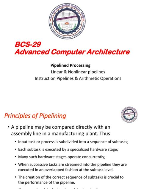 Bcs 29 Advanced Computer Architecture Linear And Nonlinear Pipelines Instruction Pipelines