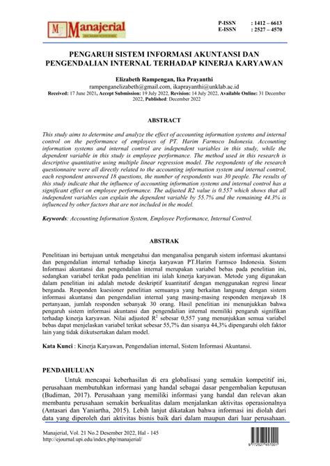 PDF PENGARUH SISTEM INFORMASI AKUNTANSI DAN PENGENDALIAN INTERNAL