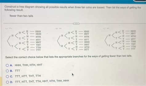 solved construct a tree diagram showing all possible results when